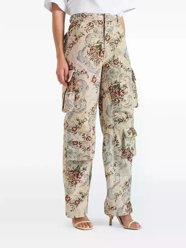Manière De Voir Emilie Satin High Waisted Cargo Pants