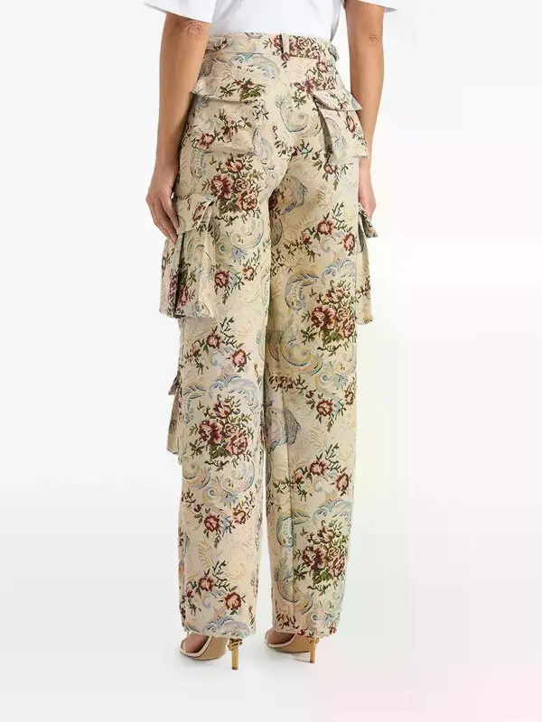Manière De Voir Emilie Satin High Waisted Cargo Pants