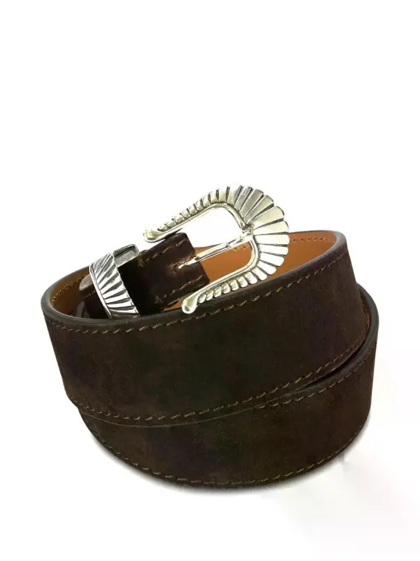 FORTELA Leather Buckle Belt - Brown