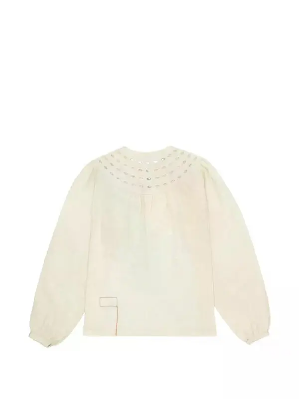 FORTELA Embroidered Linen Blouse - Neutrals
