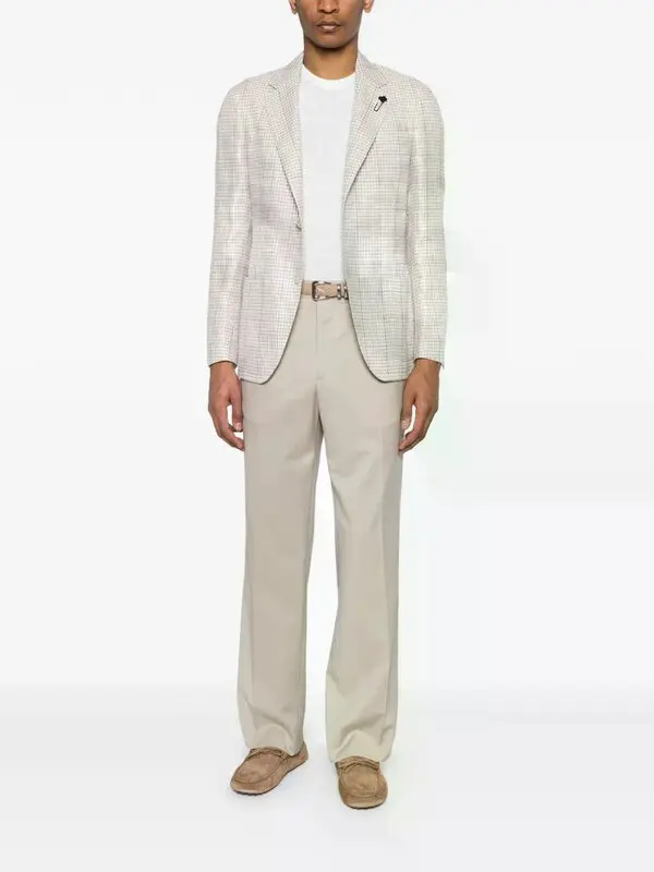 LARDINI Single-breasted Checked Blazer - Neutrals
