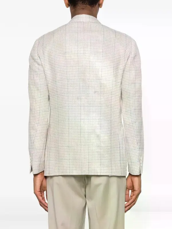 LARDINI Single-breasted Checked Blazer - Neutrals