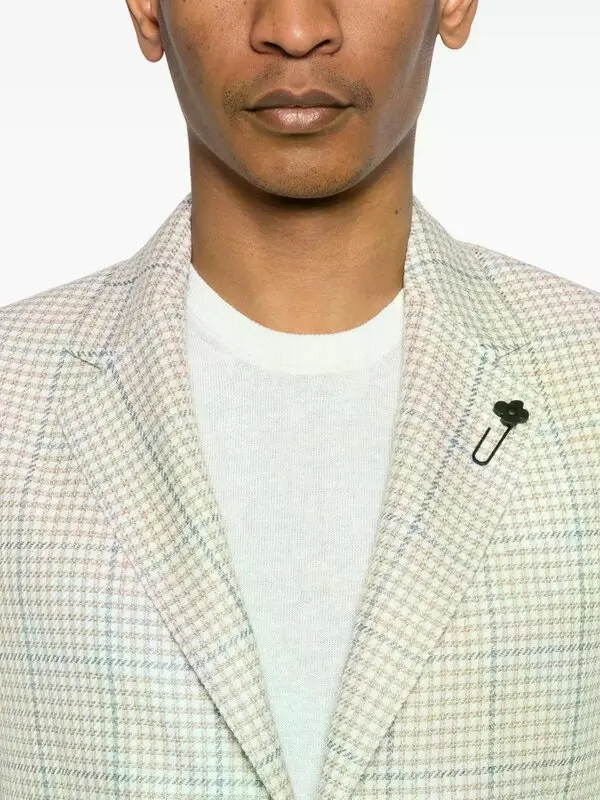 LARDINI Single-breasted Checked Blazer - Neutrals