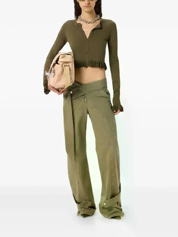 Blumarine Ruffled-sleeve Cardigan - Green