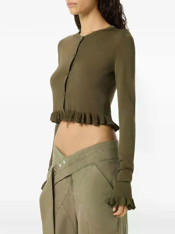 Blumarine Ruffled-sleeve Cardigan - Green
