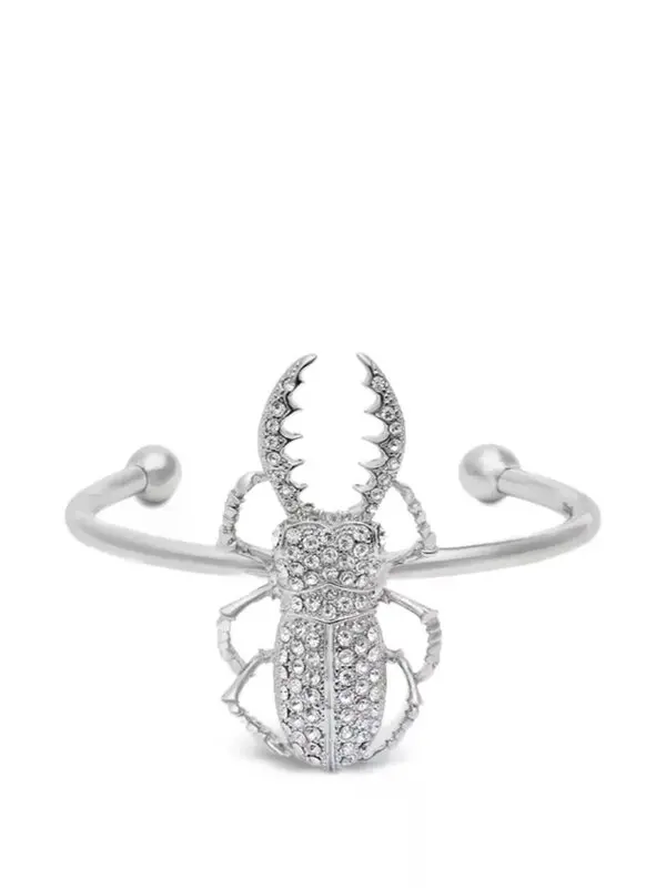Blumarine Beetle Embellished Cuff Bracelet - Silver