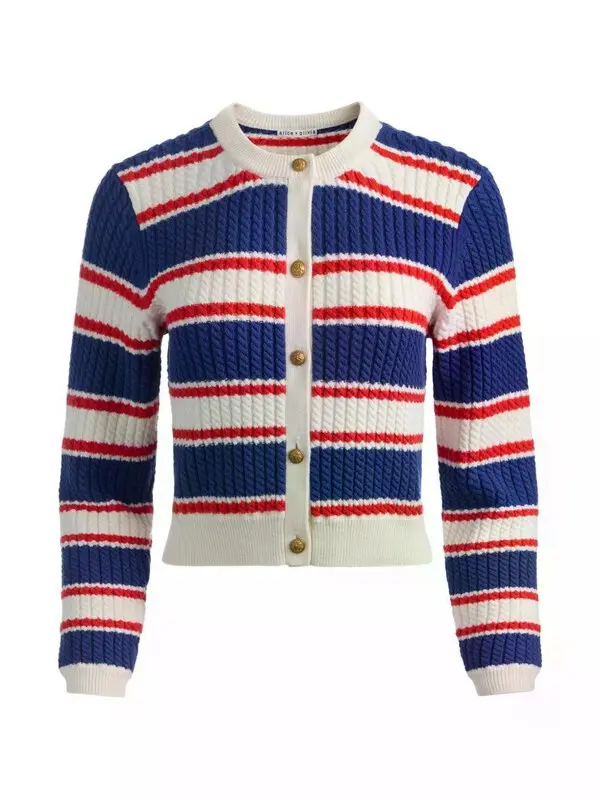 Alice + Olivia Dollie Striped Cardigan - White