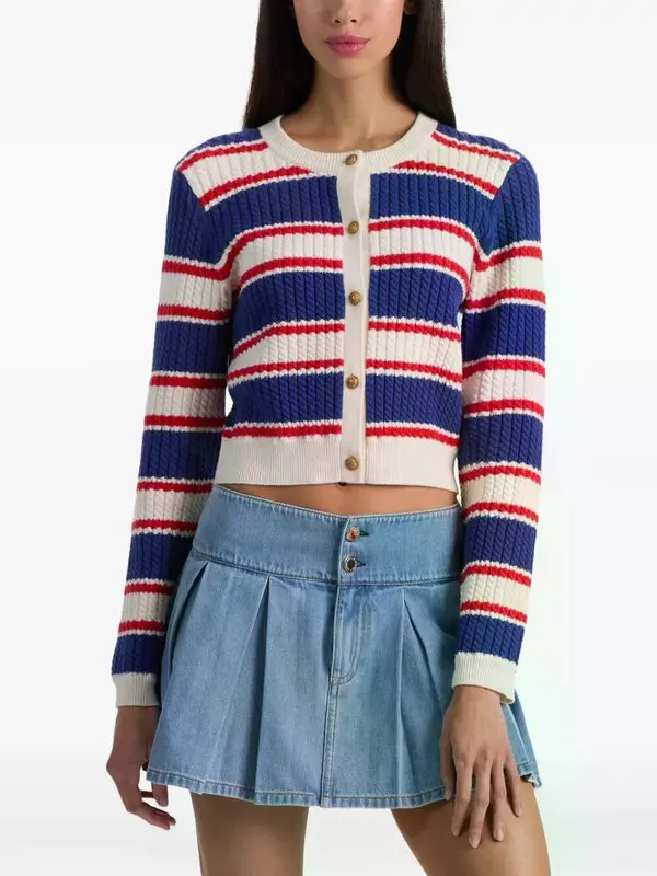 Alice + Olivia Dollie Striped Cardigan - White