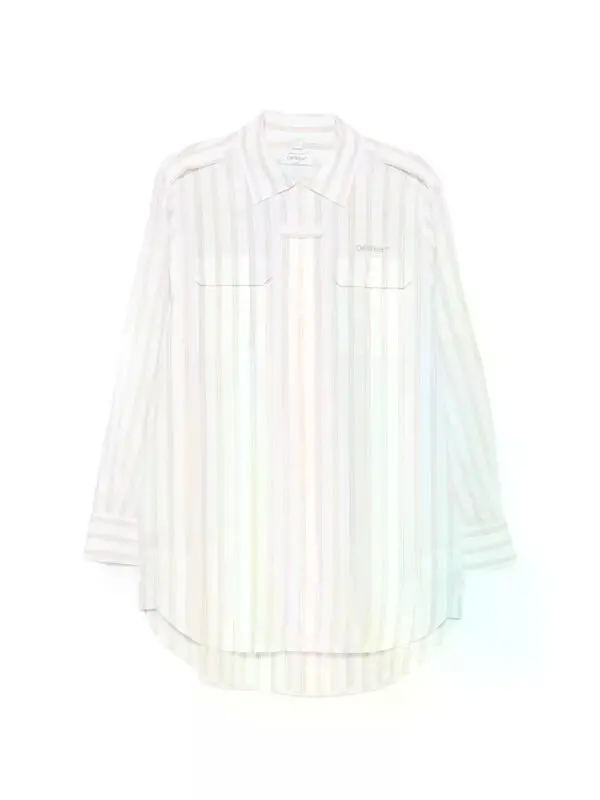 Off-White Striped Mini Shirt Dress