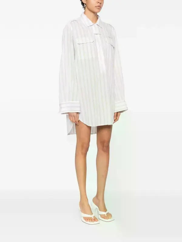 Off-White Striped Mini Shirt Dress