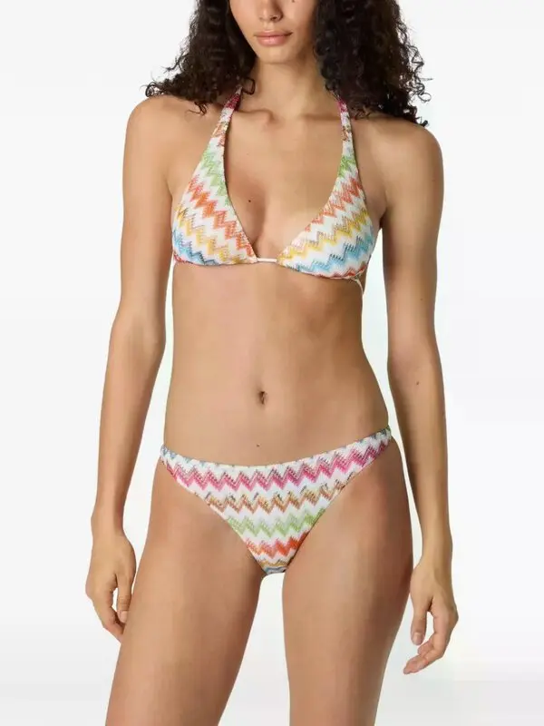 Missoni Lamé Viscose Bikini With Micro Zigzag Pattern - White