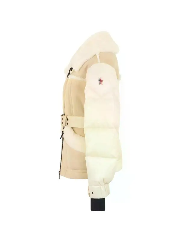 Moncler Shearling Belted Jacket - Neutrals