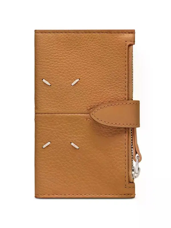 MAISON MARGIELA Zipped Calfskin Leather Card Holder - Neutrals