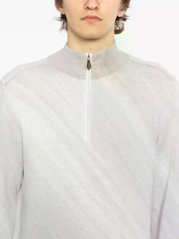 N.peal Salcombe Zipped Sweater - Grey