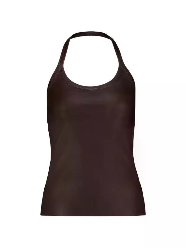 Stouls Halter-neck Leather Top - Brown