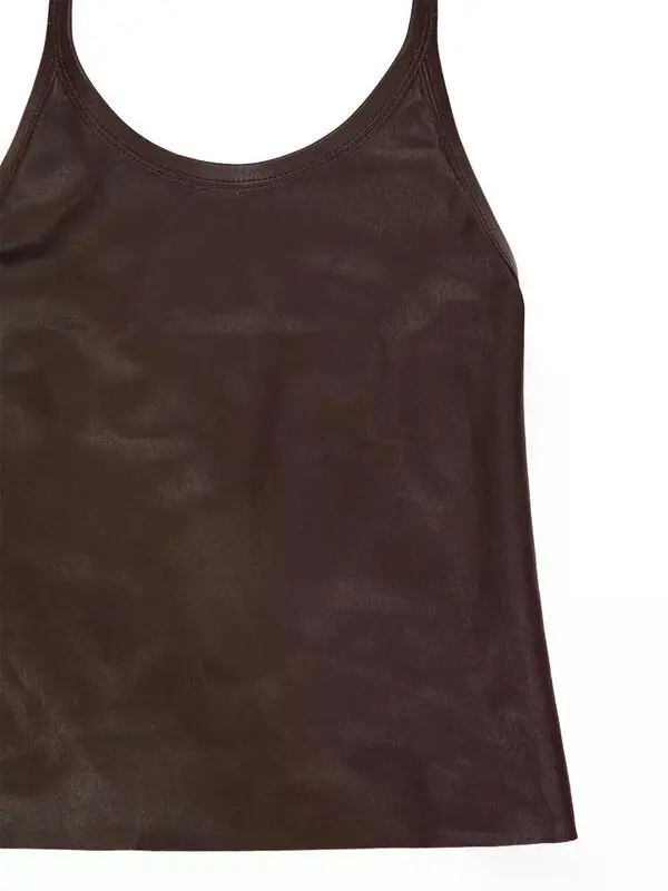 Stouls Halter-neck Leather Top - Brown