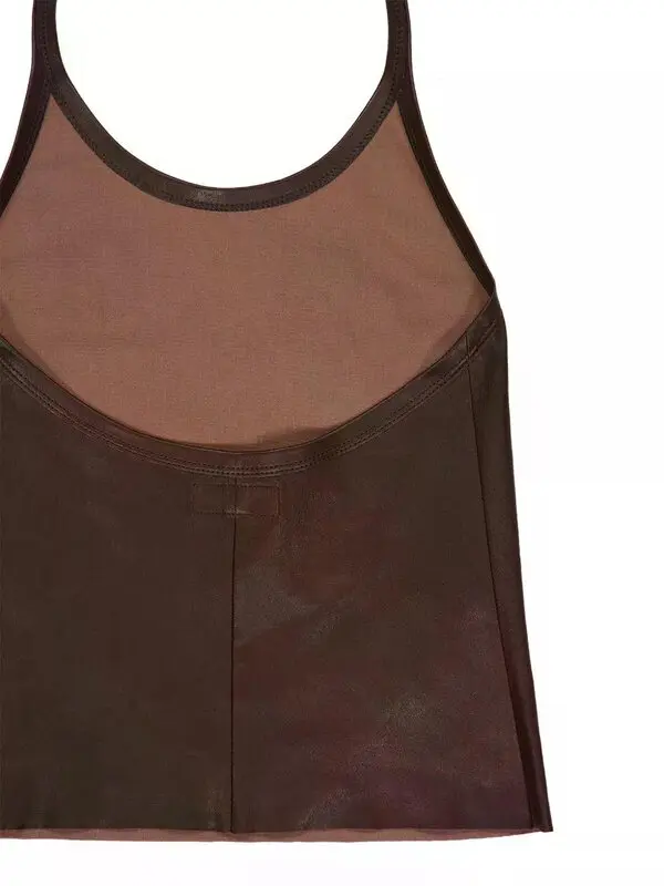 Stouls Halter-neck Leather Top - Brown