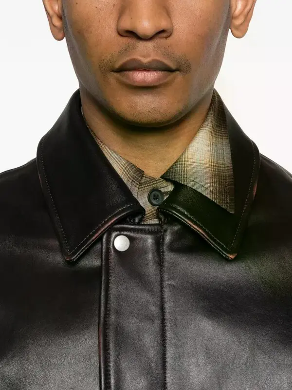 SSSTEIN Collared Leather Jacket