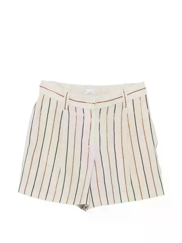 Brunello Cucinelli Striped Belted Shorts - Neutrals