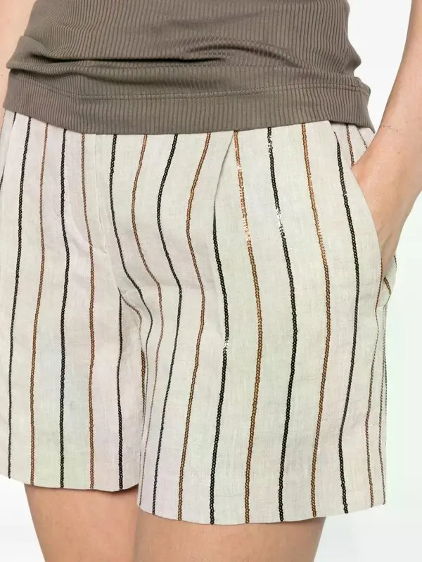 Brunello Cucinelli Striped Belted Shorts - Neutrals