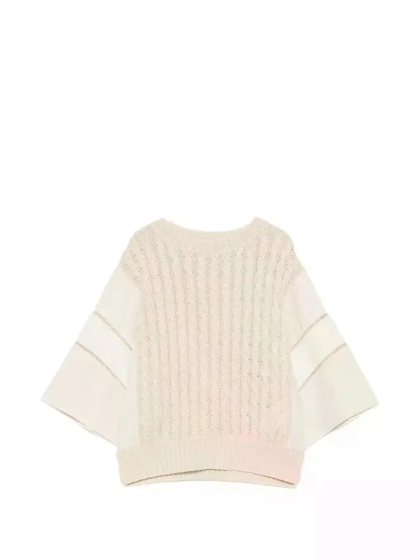 Max Mara Cable-knit Panelled Sweater - Neutrals