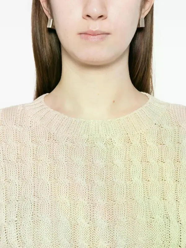 Max Mara Cable-knit Panelled Sweater - Neutrals
