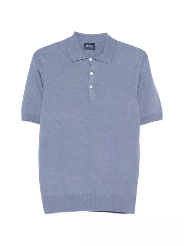 DRUMOHR Linen Polo Shirt - Blue