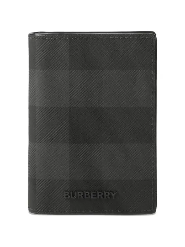 Burberry Check Folding Card Case - Black