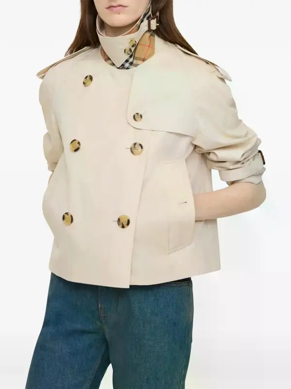 Burberry Cropped Tropical Gabardine Mayfair Trench Jacket - Neutrals