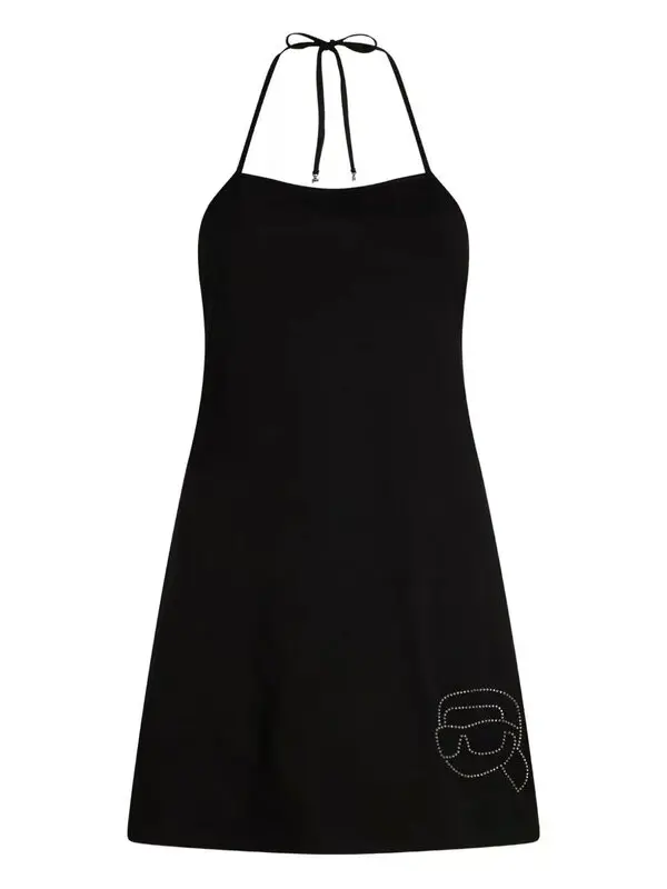 Karl Lagerfeld Ikon Rhinestone Beach Dress - Black
