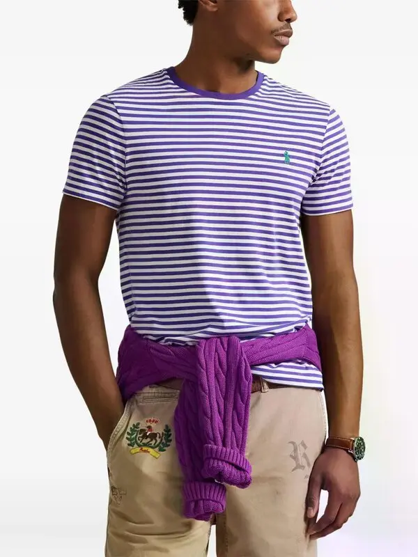 Polo Ralph Lauren Logo-embroidered Striped T-shirt - Purple