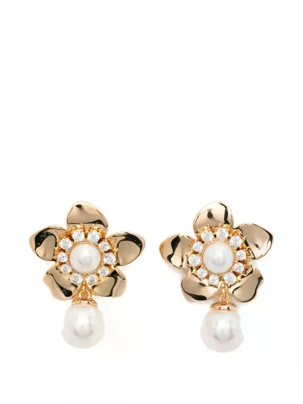 SELF-PORTRAIT Flower-motif Pearl Earrings - Gold