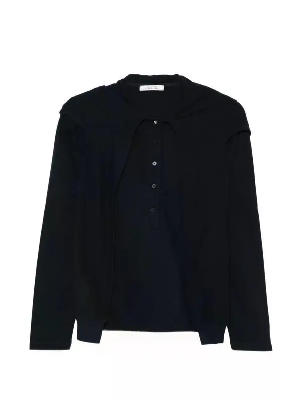 Dorothee Schumacher Buttoned Top With Draped Long Sleeves