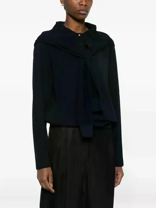 Dorothee Schumacher Buttoned Top With Draped Long Sleeves