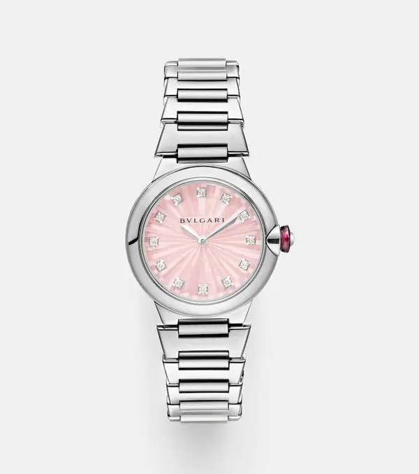 BVLGARI Lvcea 28mm Stainless Steel Watch With Diamonds - Silver