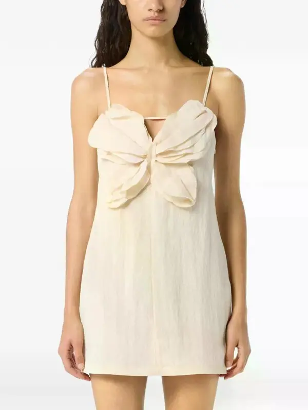 Blumarine Butterfly Appliqué Mini Dress - Neutrals