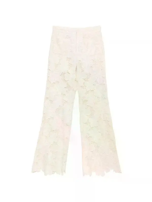 Sandro Embroidered Guipure Lace Trousers - Neutrals