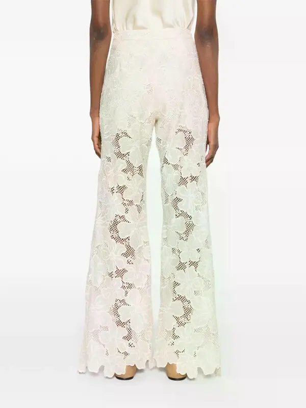 Sandro Embroidered Guipure Lace Trousers - Neutrals