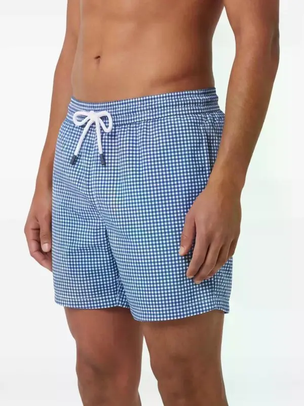 Fedeli Gingham Swim Shorts - Blue