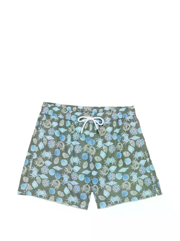 Fedeli Printed Swim Shorts - Green