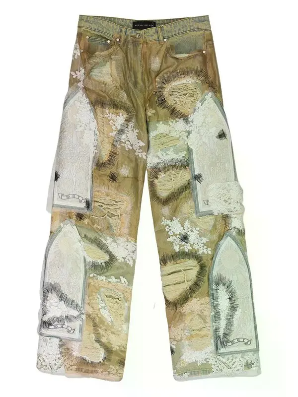 WHO DECIDES WAR BY EV BRAVADO Overdyed Lace Bootcut Jeans - Neutrals
