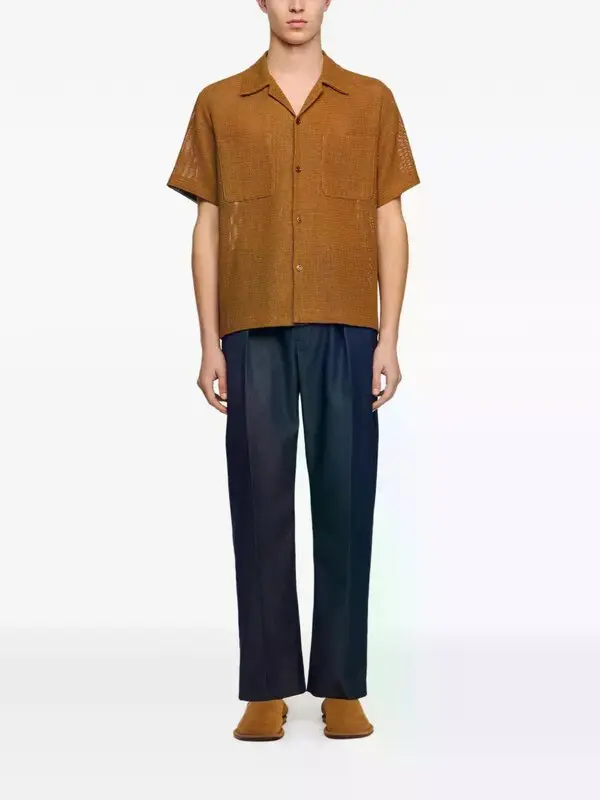 Sandro Openwork Mesh Shirt - Brown