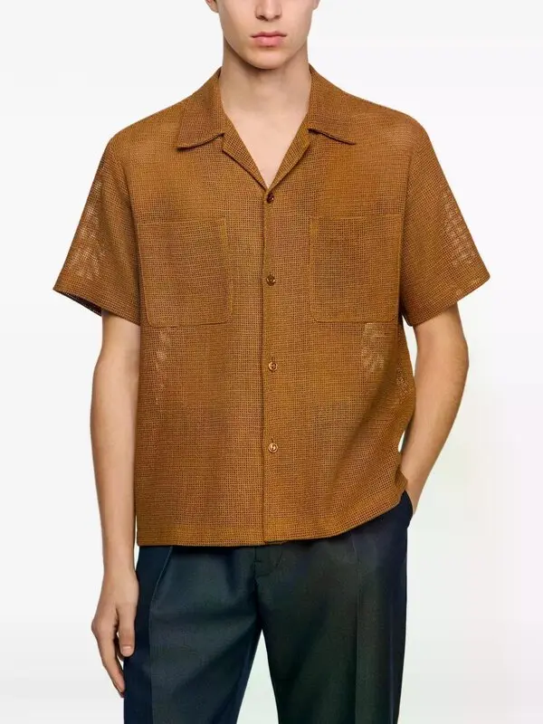 Sandro Openwork Mesh Shirt - Brown