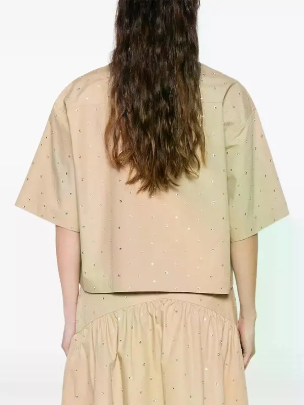 Sandro Oversized Embellished Short-sleeve Shirt - Neutrals