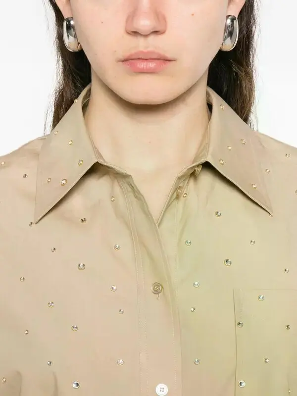 Sandro Oversized Embellished Short-sleeve Shirt - Neutrals