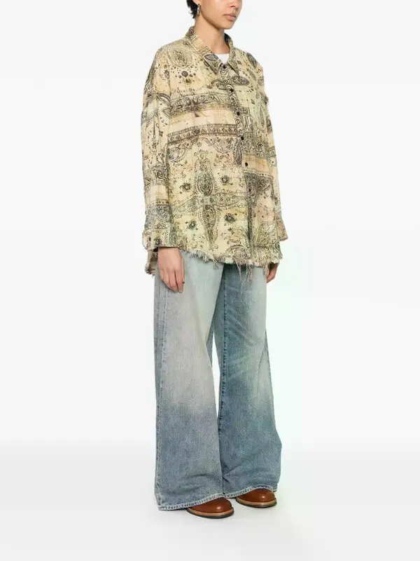 R13 Shredded Seam Bandana Shirt - Neutrals