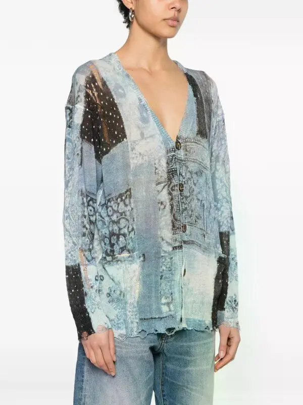 R13 Bandana Print Boyfriend Cardigan