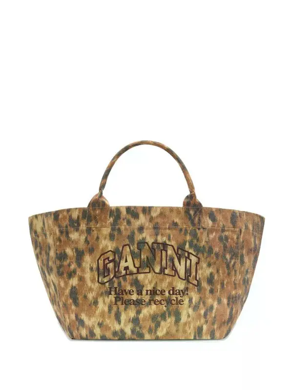 GANNI Leopard-print Tote Bag - Neutrals
