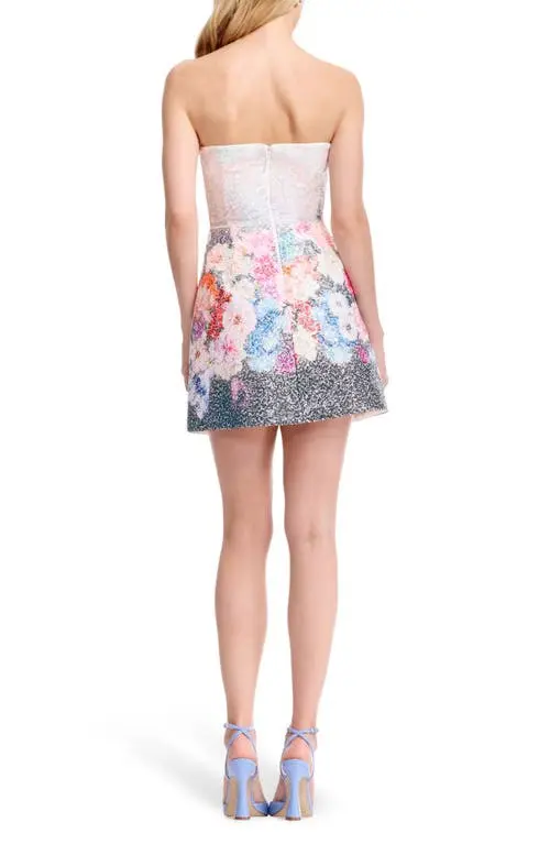 Dress The Population Amity Sequin Floral Mini Dress - Black Multi