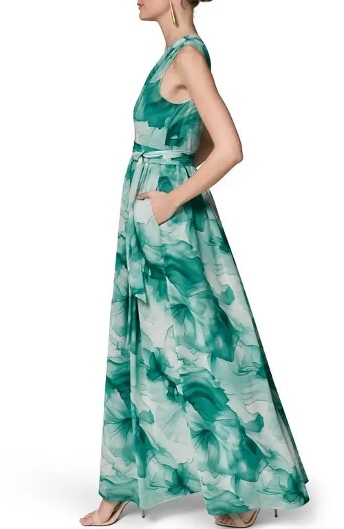 Donna Karan New York Floral One-shoulder Gown